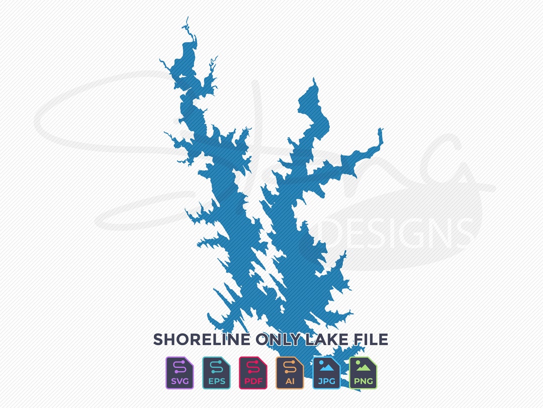 Lake Murray OK Shoreline Only Map | Single Layer | Svg Pdf Ai Eps Png ...