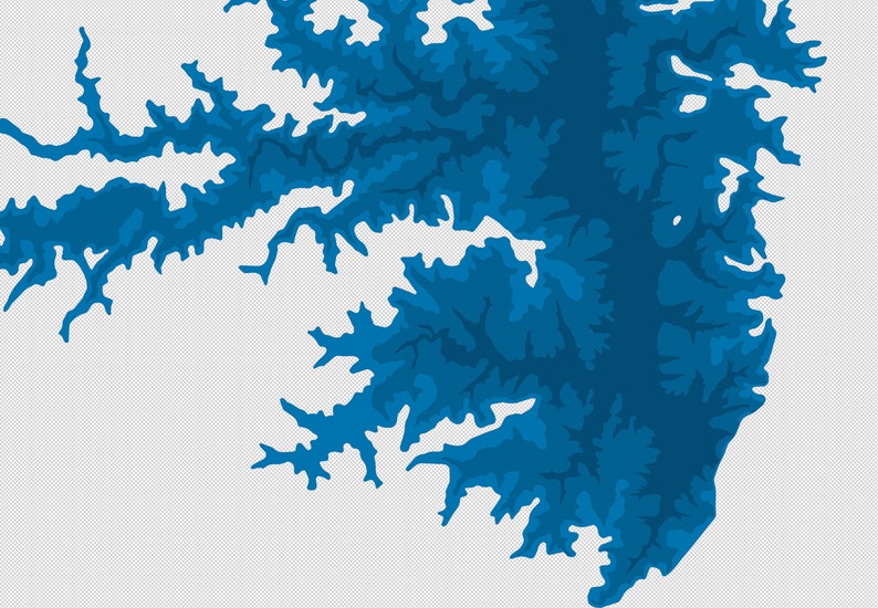 Lake Hartwell GA SC Topographical Map | Print Ready Wall Decor ...