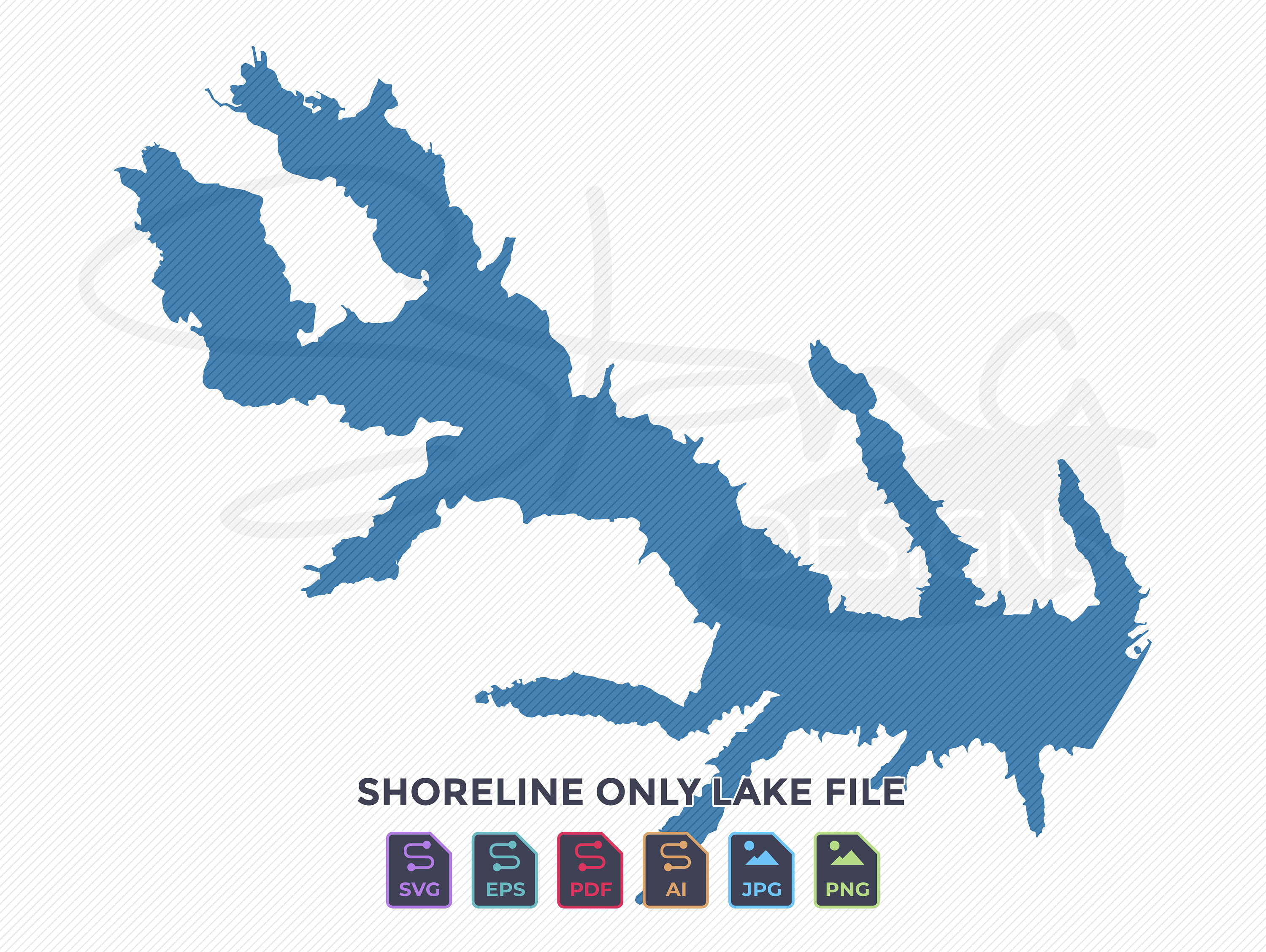 Lake Claiborne LA Shoreline Only Map | Single Layer | Svg Pdf Ai Eps ...