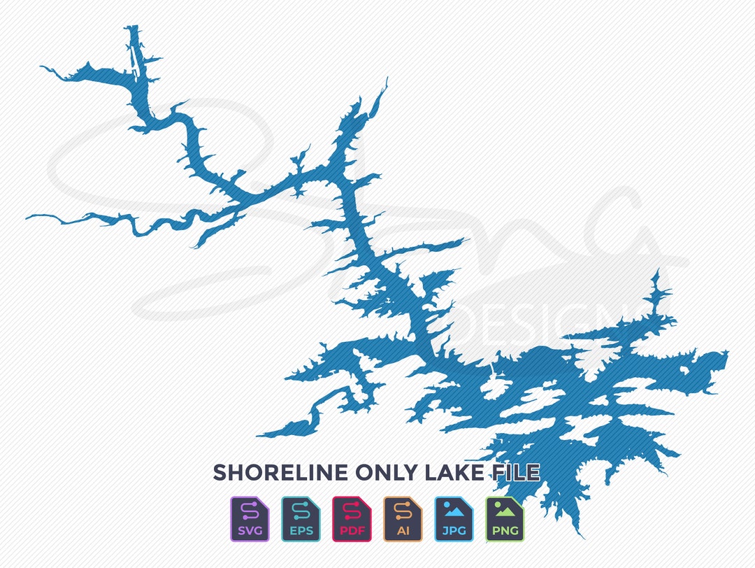 Lake Hamilton AR Shoreline Only Map | Single Layer | Svg Pdf Ai Eps Png ...