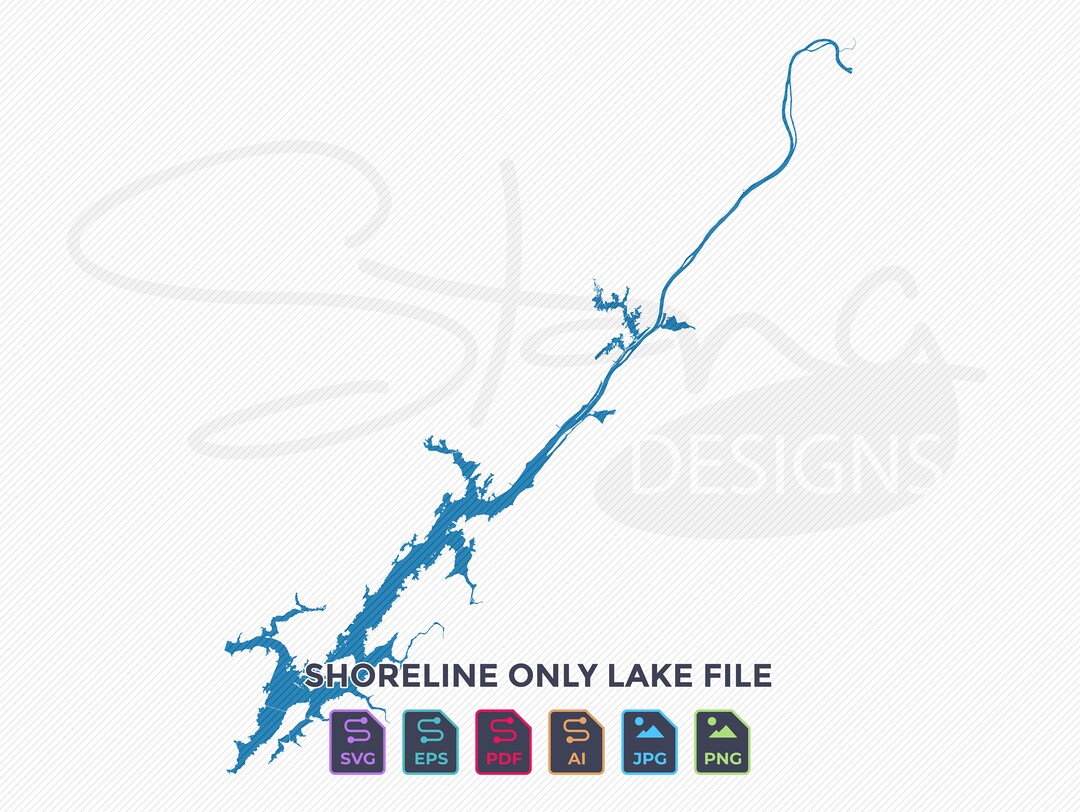Guntersville Lake AL Shoreline Only Map | Single Layer | Svg Pdf Ai Eps ...