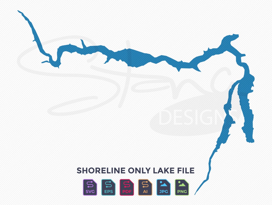 Lake Billy Chinook OR Shoreline Only Map | Single Layer | Svg Pdf Ai ...