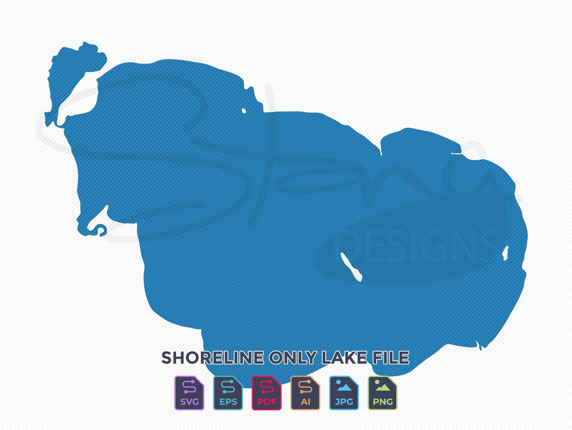 Storm Lake IA Shoreline Only Map | Single Layer | Svg Pdf Ai Eps Png ...