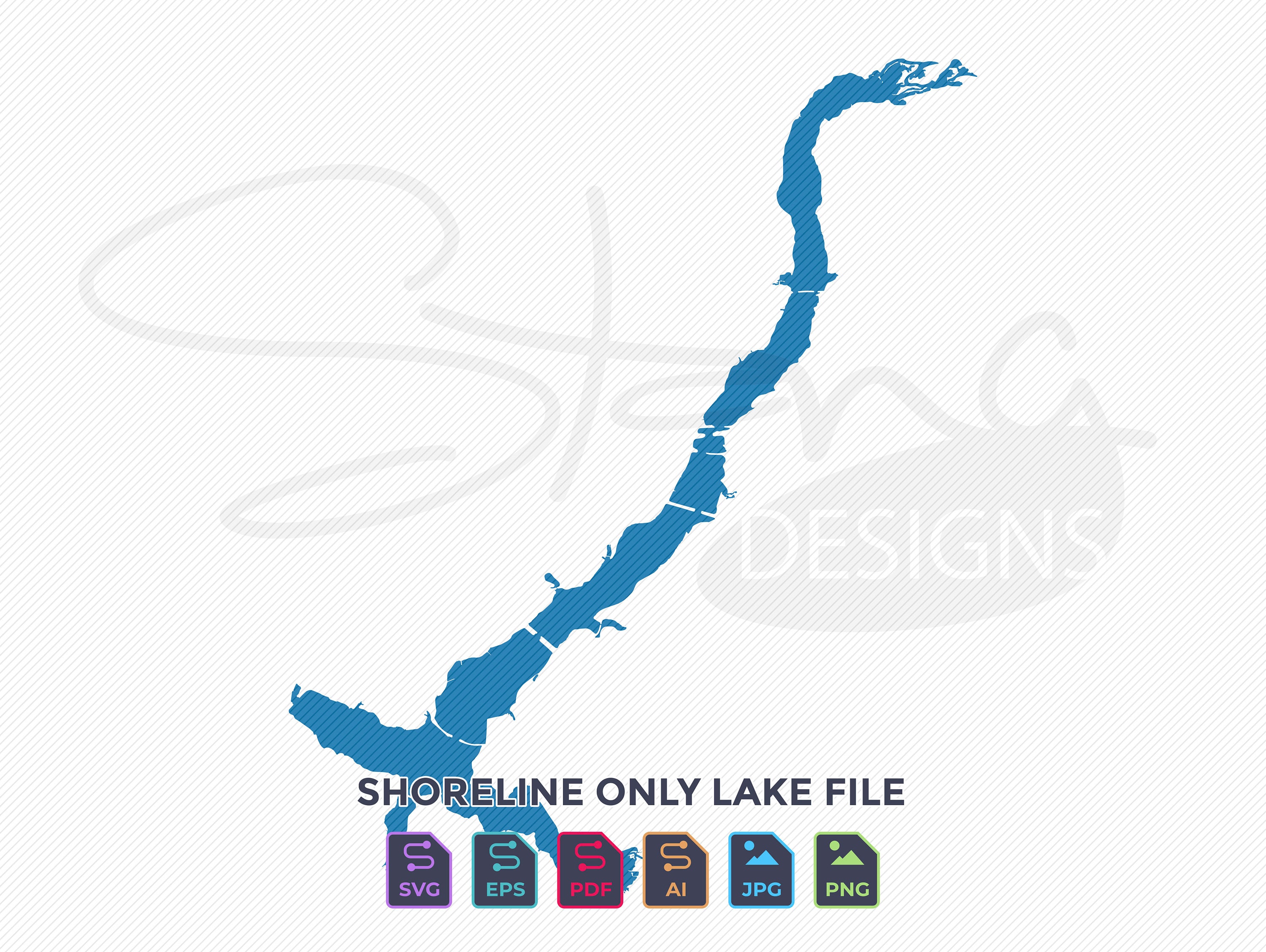 Lake Decatur IL Shoreline Only Map | Single Layer | Svg Pdf Ai Eps Png ...