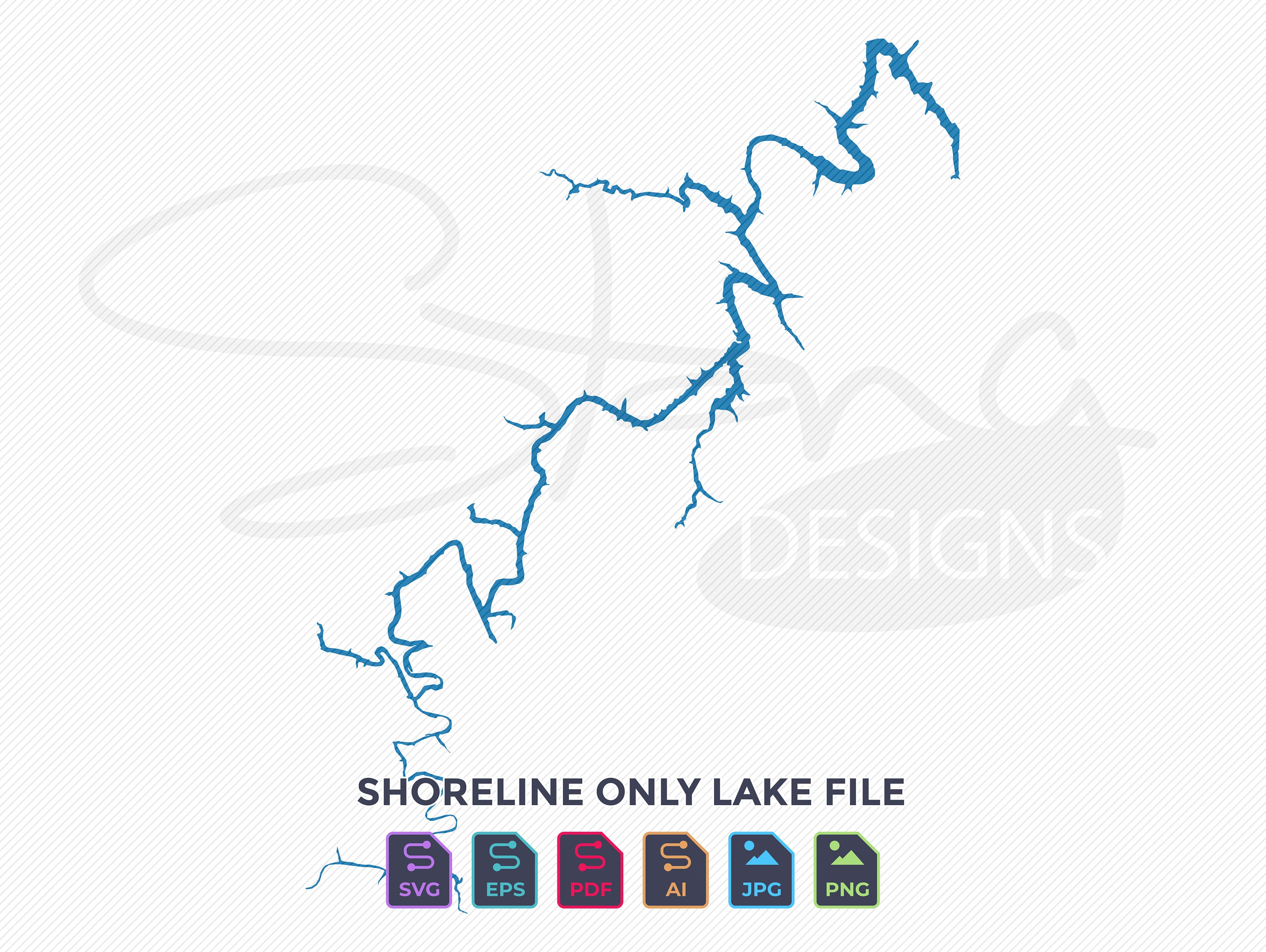 Grayson Lake KY Shoreline Only Map | Single Layer | Svg Pdf Ai Eps Png ...