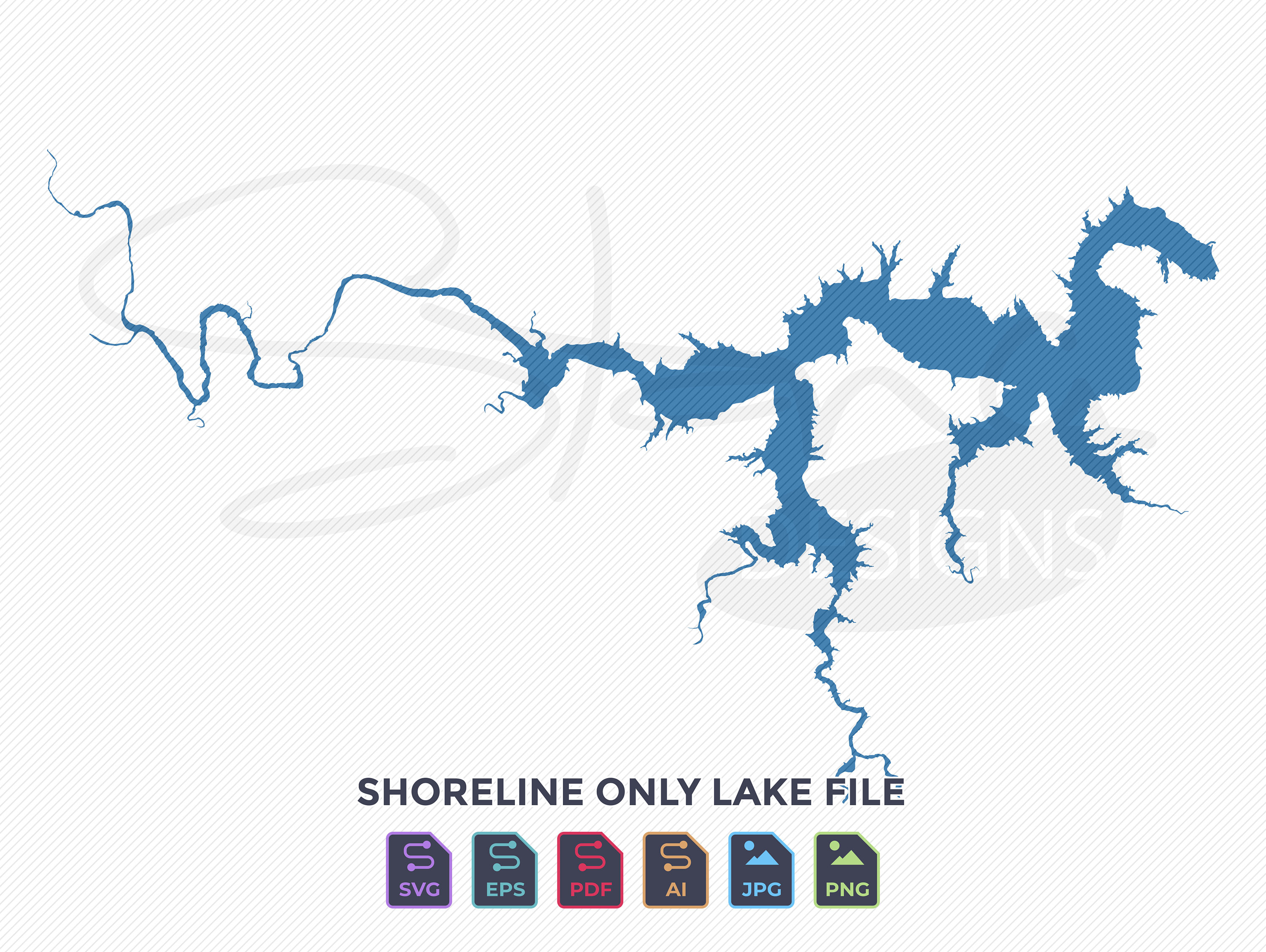 Lake Nacimiento CA Shoreline Only Map | Single Layer | Svg Pdf Ai Eps ...