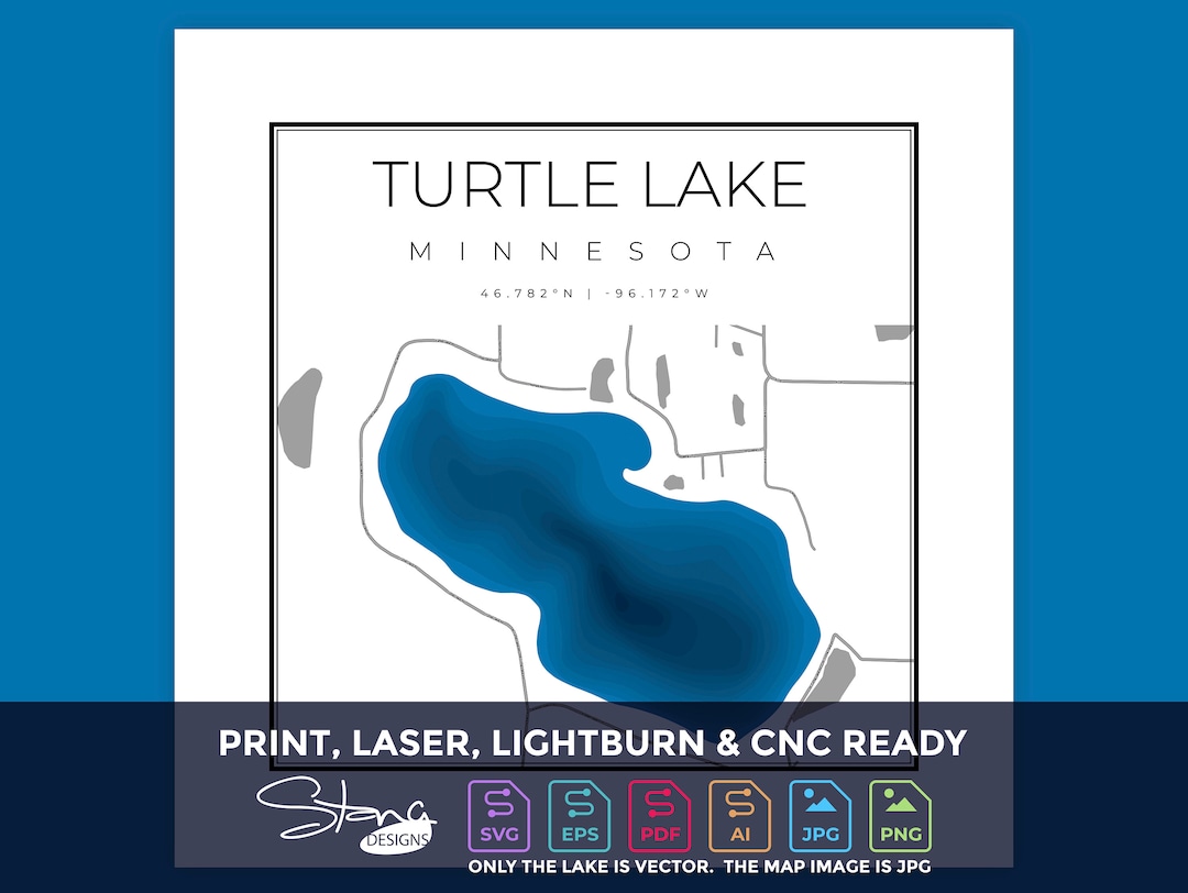 Turtle Lake Clay Co MN Topographical Map | Print Ready Wall Decor ...