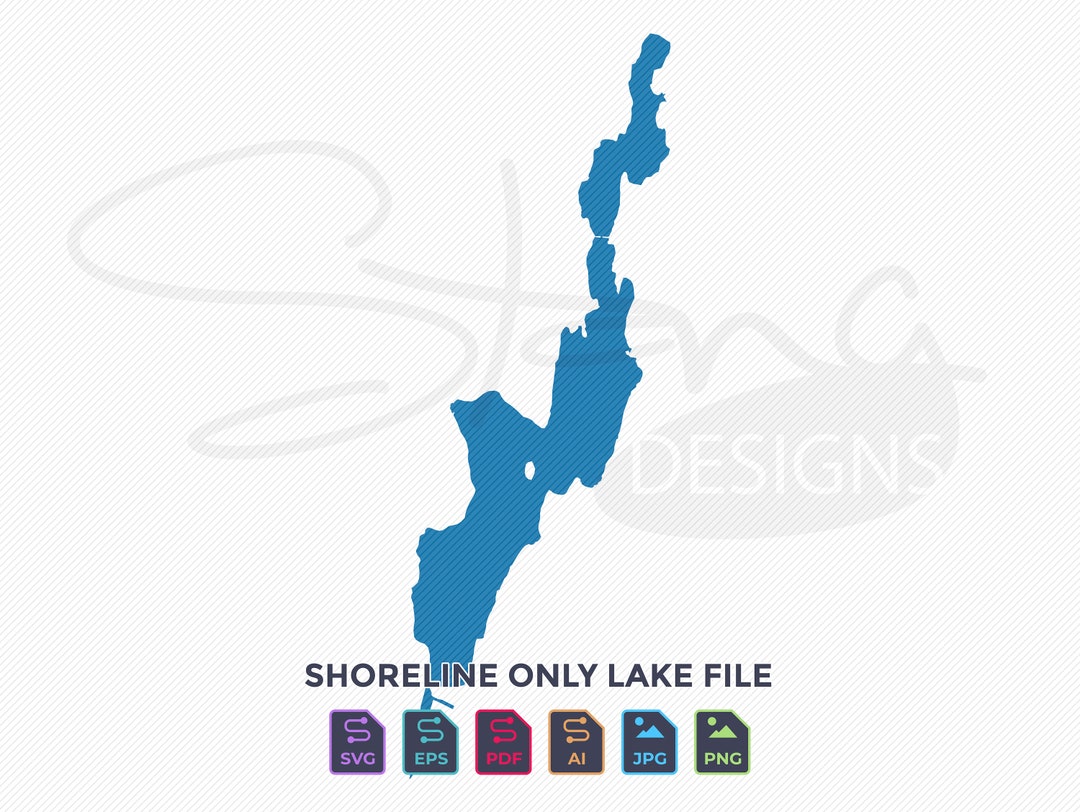 Lake Bomoseen VT Shoreline Only Map | Single Layer | Svg Pdf Ai Eps Png ...