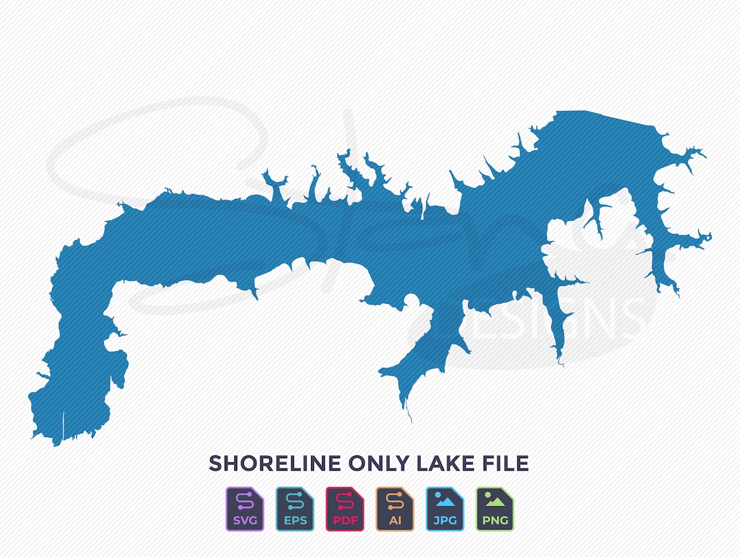 Pat Mayse Lake TX Shoreline Only Map | Single Layer | Svg Pdf Ai Eps ...