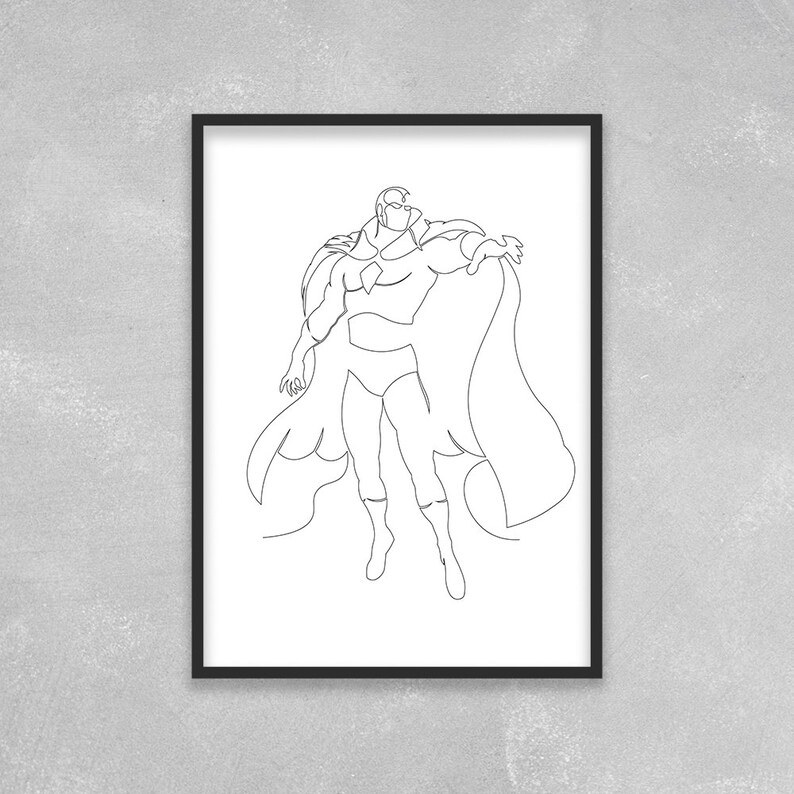 Superhero Poster | Comic | Lineart | One-line | Line Art | Illustration ...