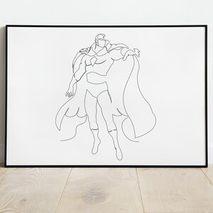 Superhero Poster Comic Lineart One-line Line Art - Etsy Canada