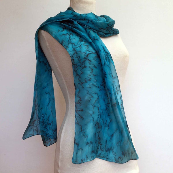Blue Silk Scarf - Etsy