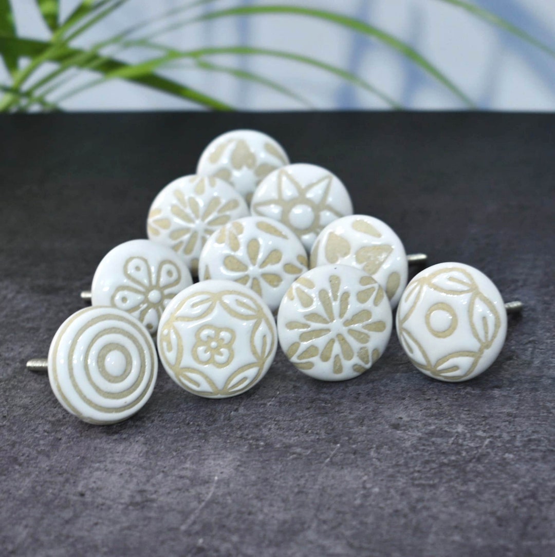Ceramic Cabinet Drawer Pull /knobs Hand Painted Pack of - Etsy