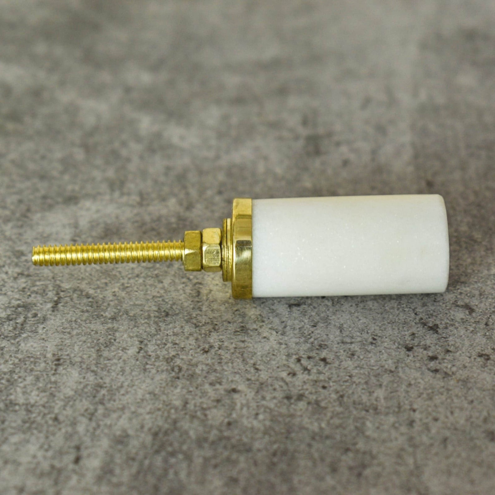 White Cabinet Pull Handle/white Marble and Brass Drawer Pull/white ...