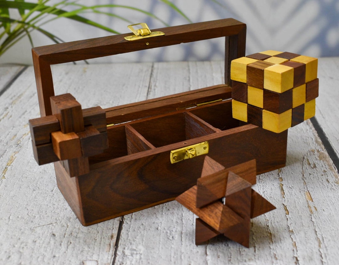 India House- Handcrafted Wooden 3D Puzzle Three in One Game Set Game ...