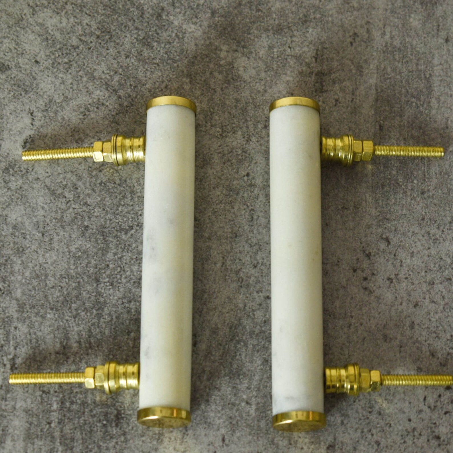 White Cabinet Pull Handle/white Marble and Brass Drawer Pull/white ...