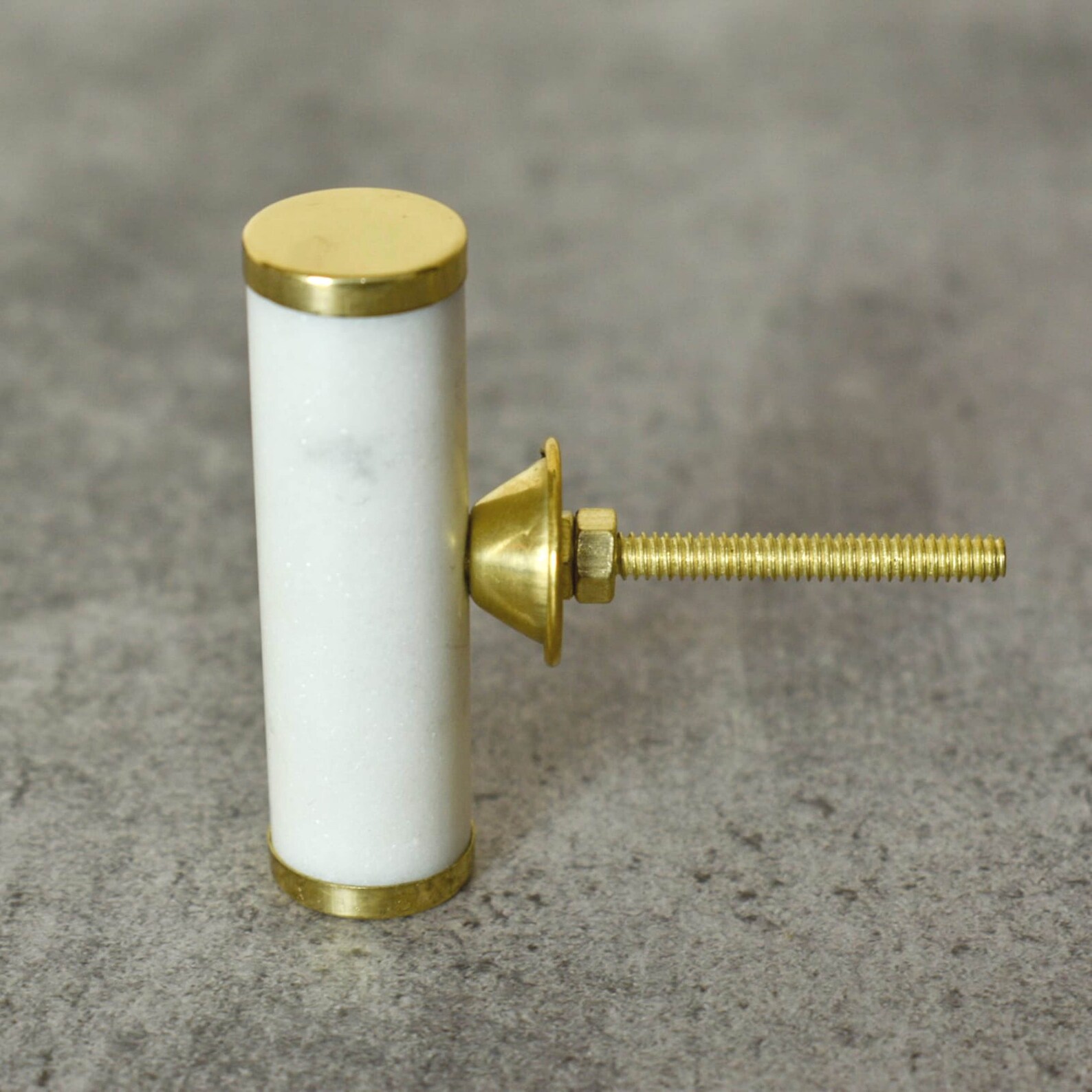 White Cabinet Pull Handle/white Marble and Brass Drawer Pull/white ...