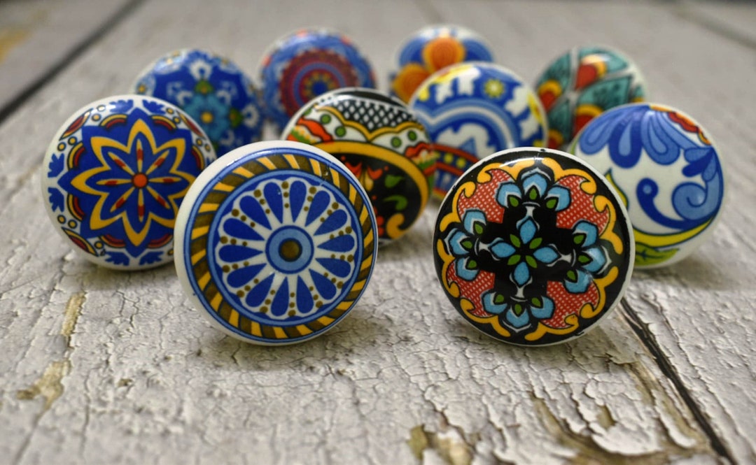 Ceramic Cabinet Drawer Pull /knobs Hand Painted Knobs and Pulls /use for Cupboard and Wardrobe ...