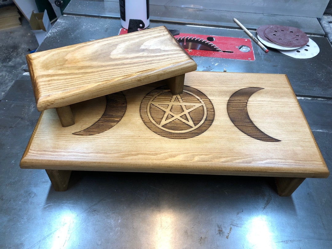Altar Table Wiccan Triple Moon Pentagram Penticle Shrine - Etsy UK
