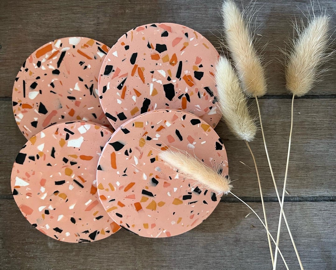 Terrazzo Coaster Set Jesmonite Coasters Concrete Coasters - Etsy