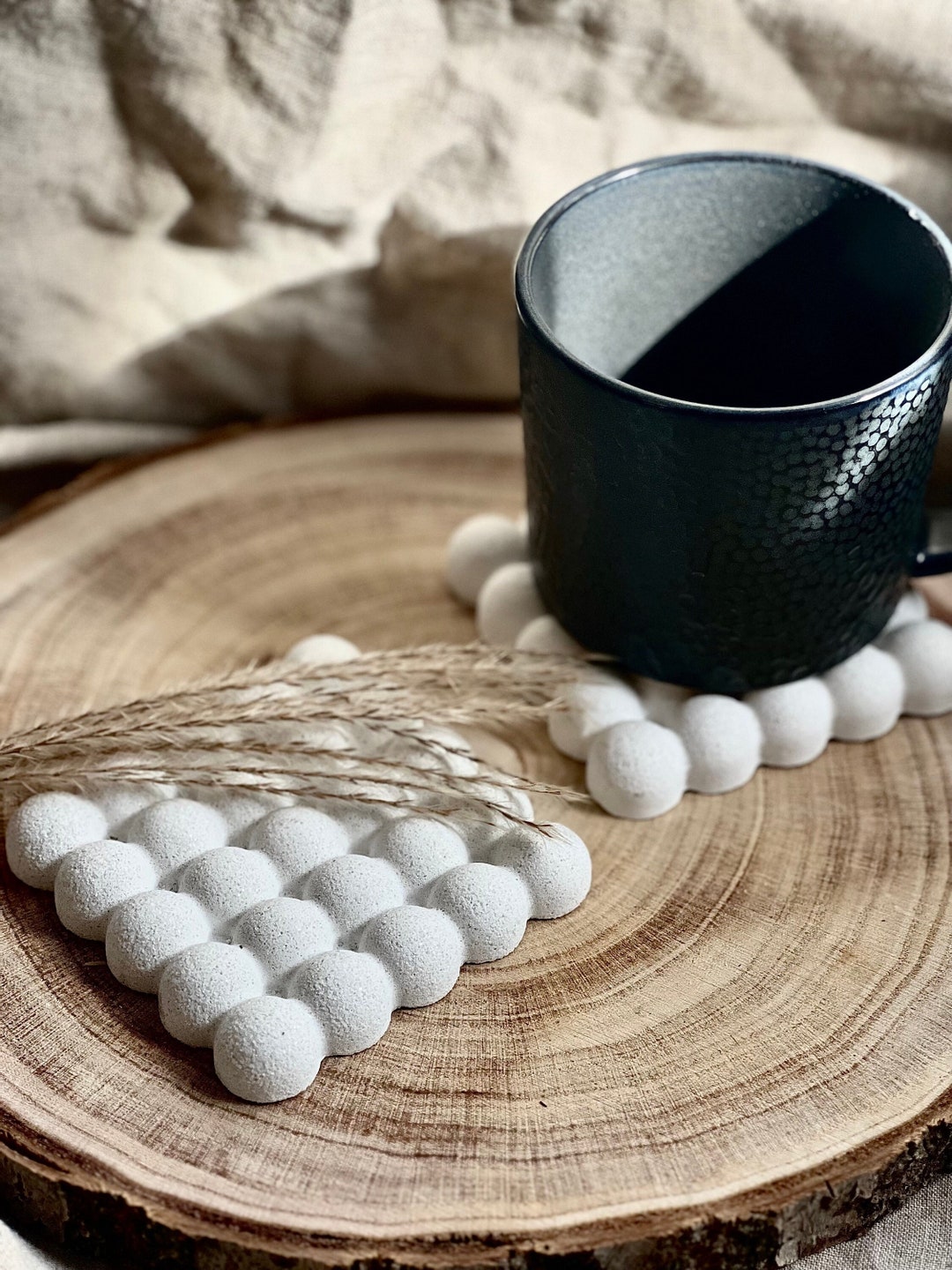 Jesmonite Bubble Coasters: Minimalist Stone Coaster Set - Etsy