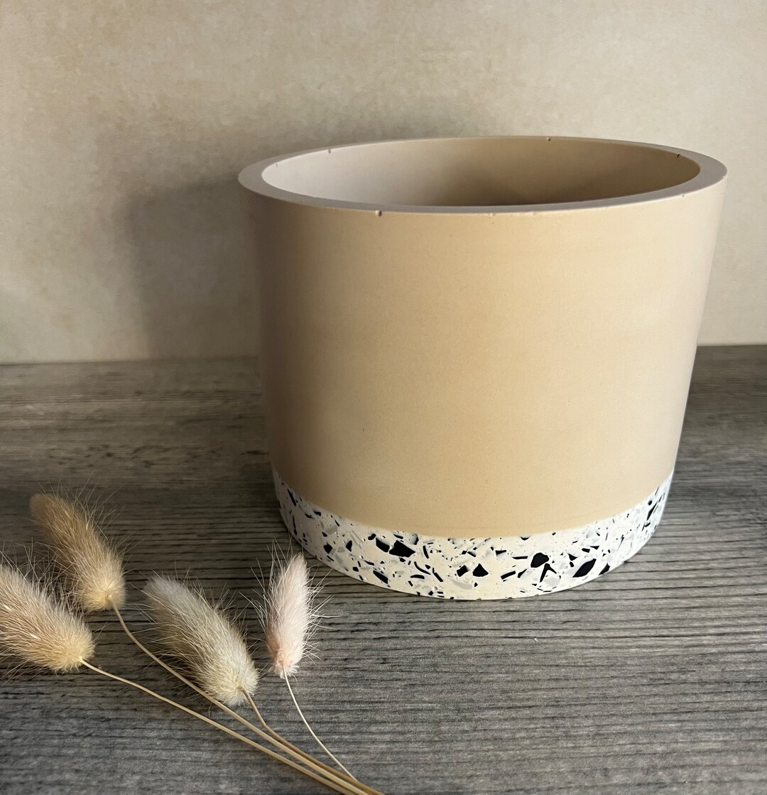 Handmade Terrazzo Jesmonite Planter: Neutral Eco Resin Pot (12x15cm) - Etsy