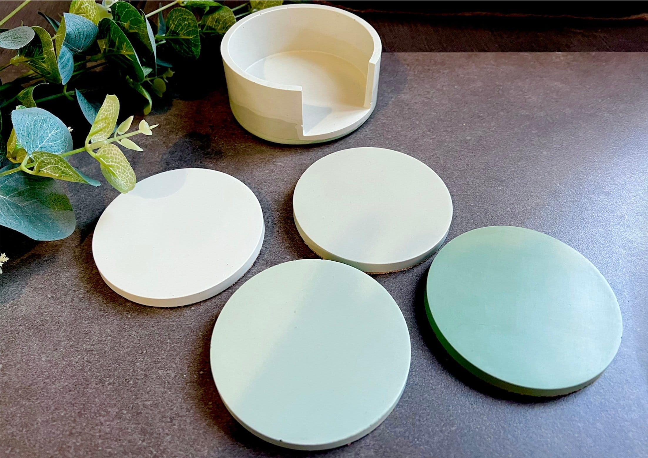 Shades of Green Coaster Set Ombre Decorations Jesmonite - Etsy