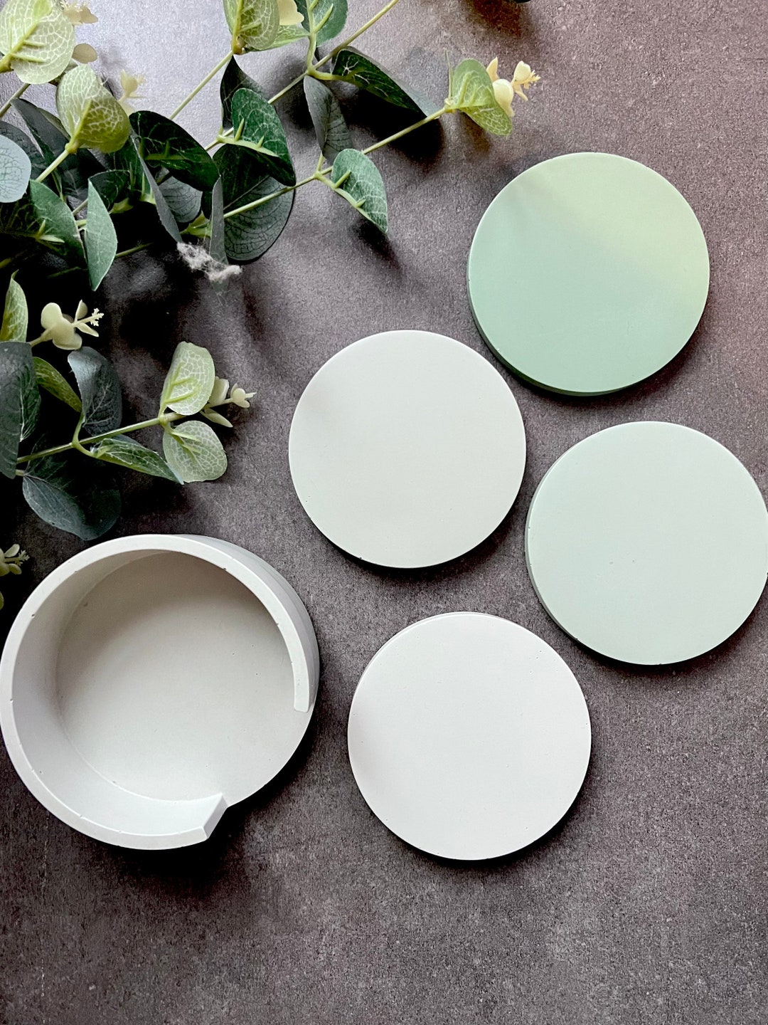 Shades of Green, Coaster Set, Ombre Decorations, Jesmonite Coasters ...