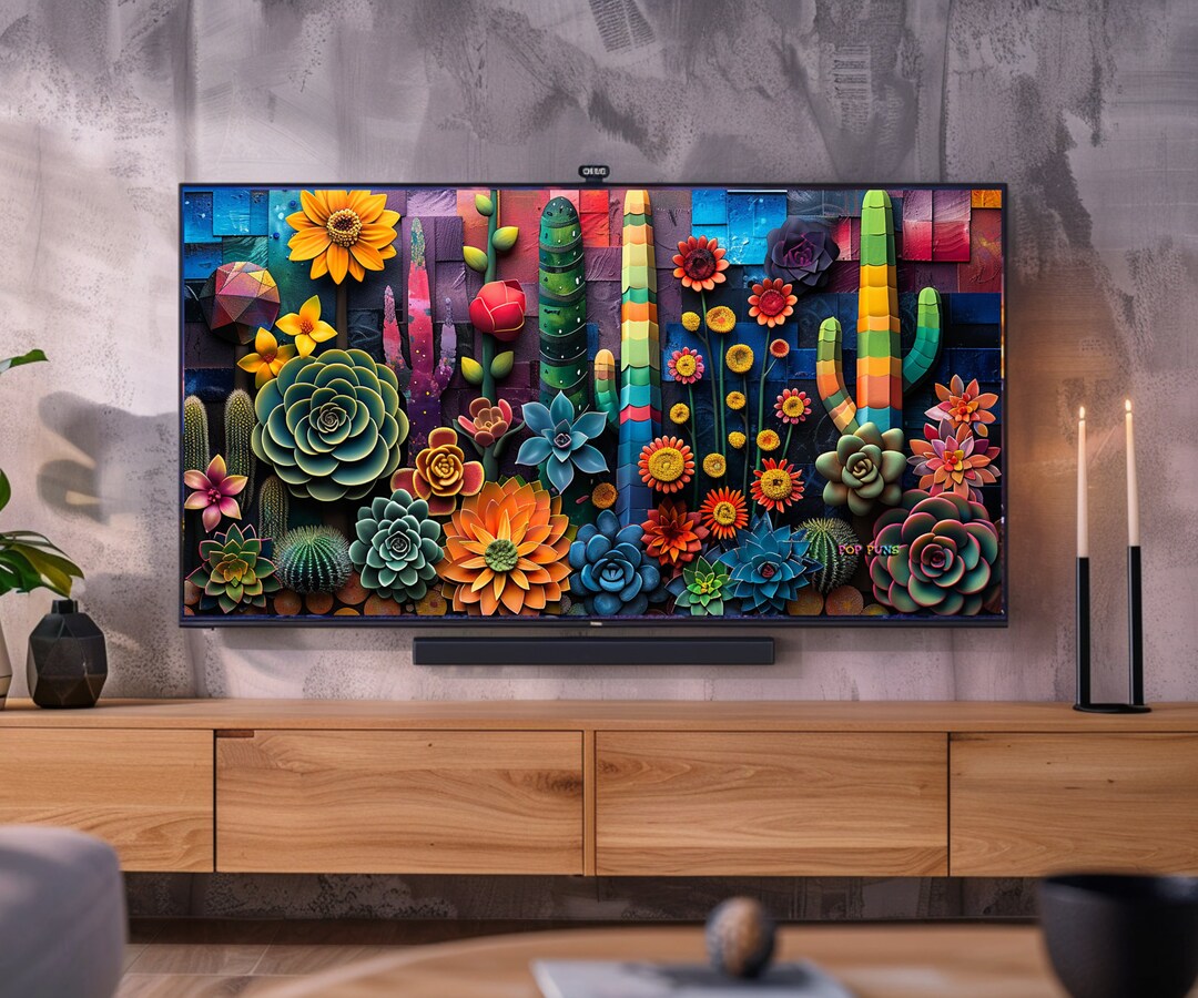 Samsung Frame TV Art Colorful Cactus and Succulents Brighten Any Room ...