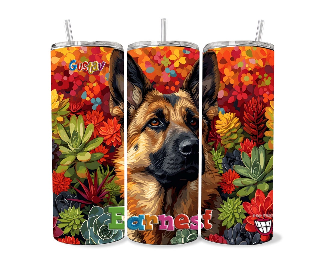 Personalized German Shepherd 20oz Skinny Tumbler With Metal Straw ...