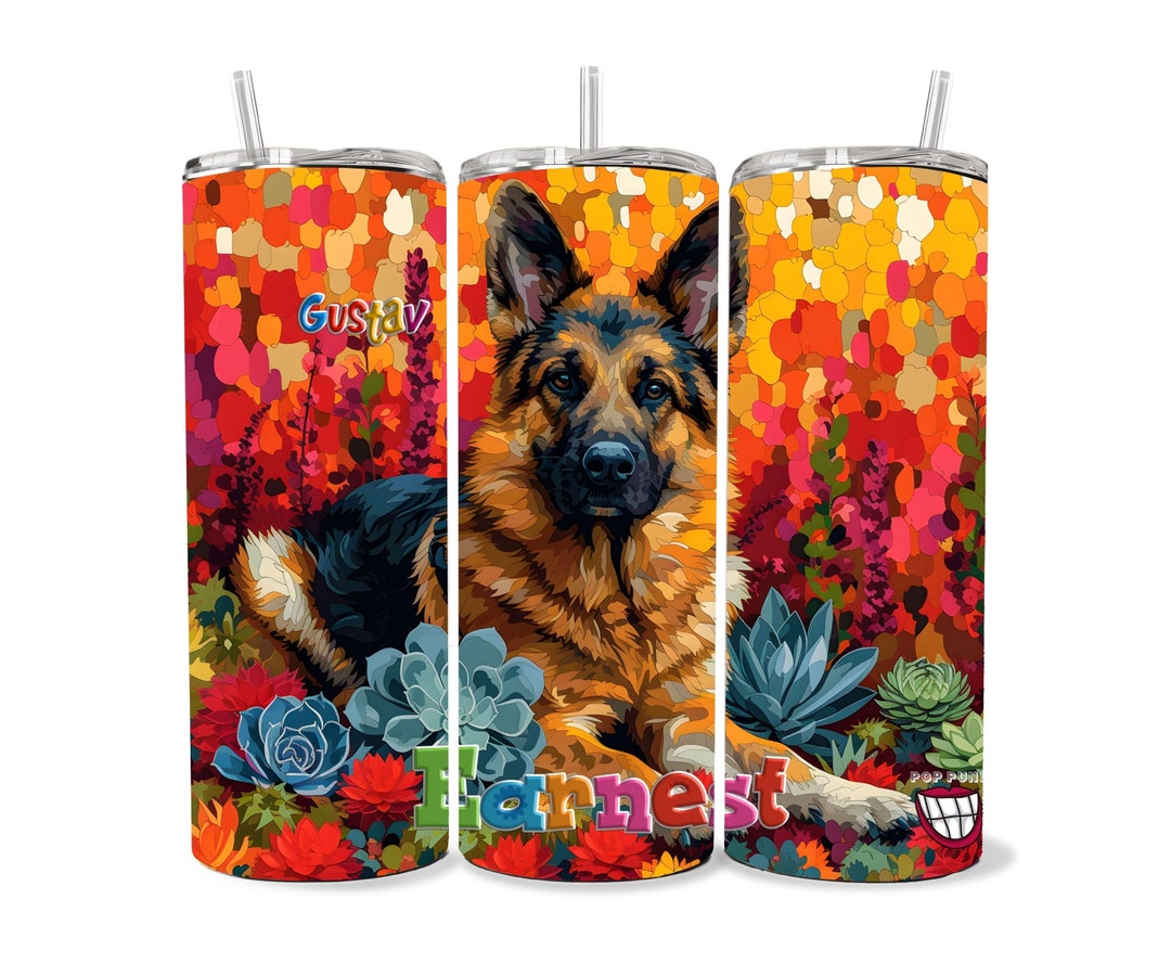 Personalized German Shepherd 20oz Skinny Tumbler With Straw - Customize ...