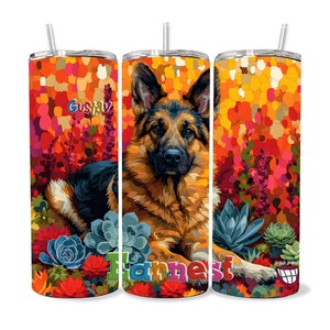 Personalized German Shepherd 20oz Skinny Tumbler With Straw - Customize ...