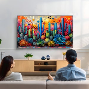 Samsung Frame TV Art - Colorful Cactus and Succulents Brighten Any Room ...