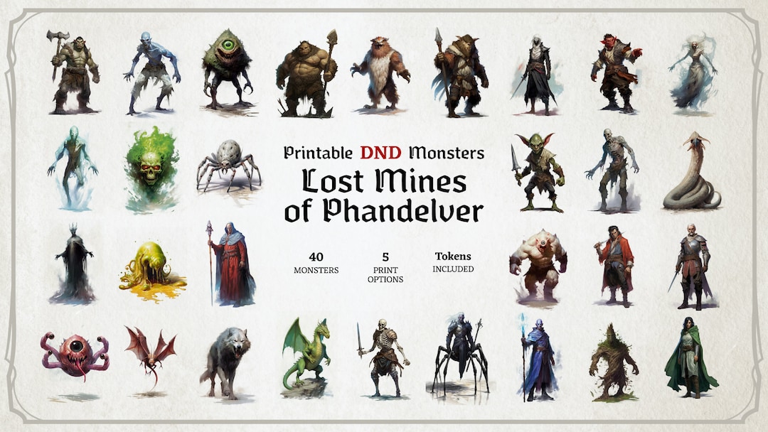D&D Monster Cards Lost Mines of Phandelver Tokens Foldable - Etsy