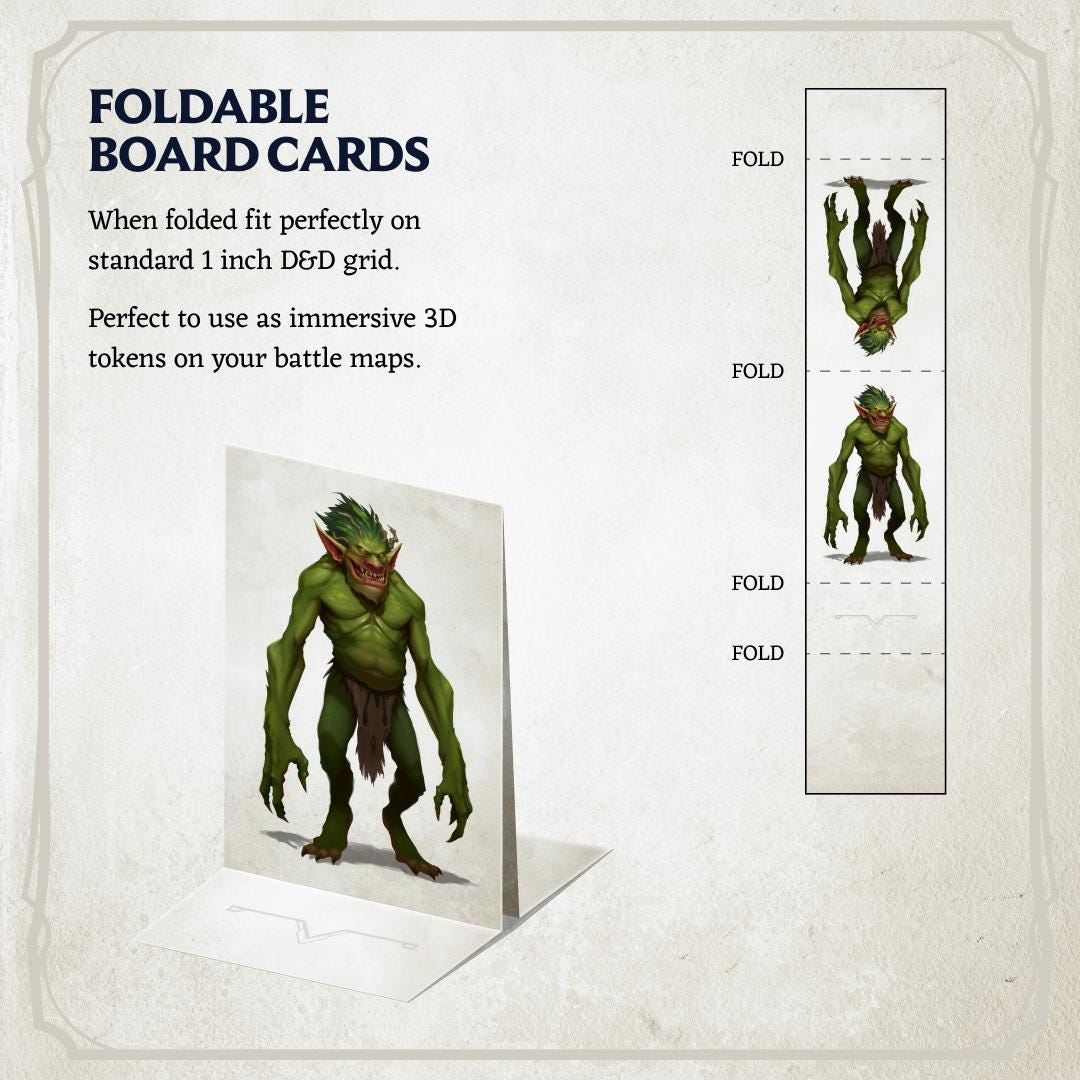 D&D Monster Cards, Curse of Strahd, Monster Art, Tokens, Foldable Minis ...