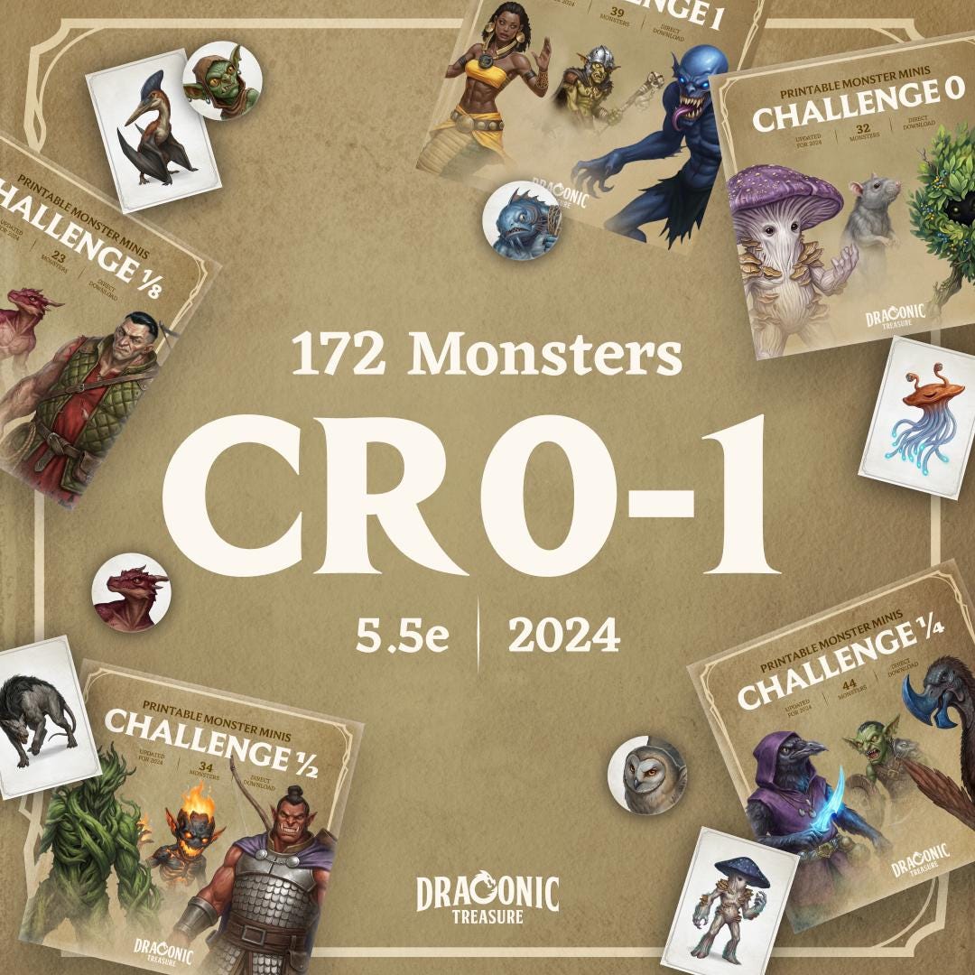 D&D Monster Cards, Challenge 0 to 1, Mega Collection, 2024 Monster ...