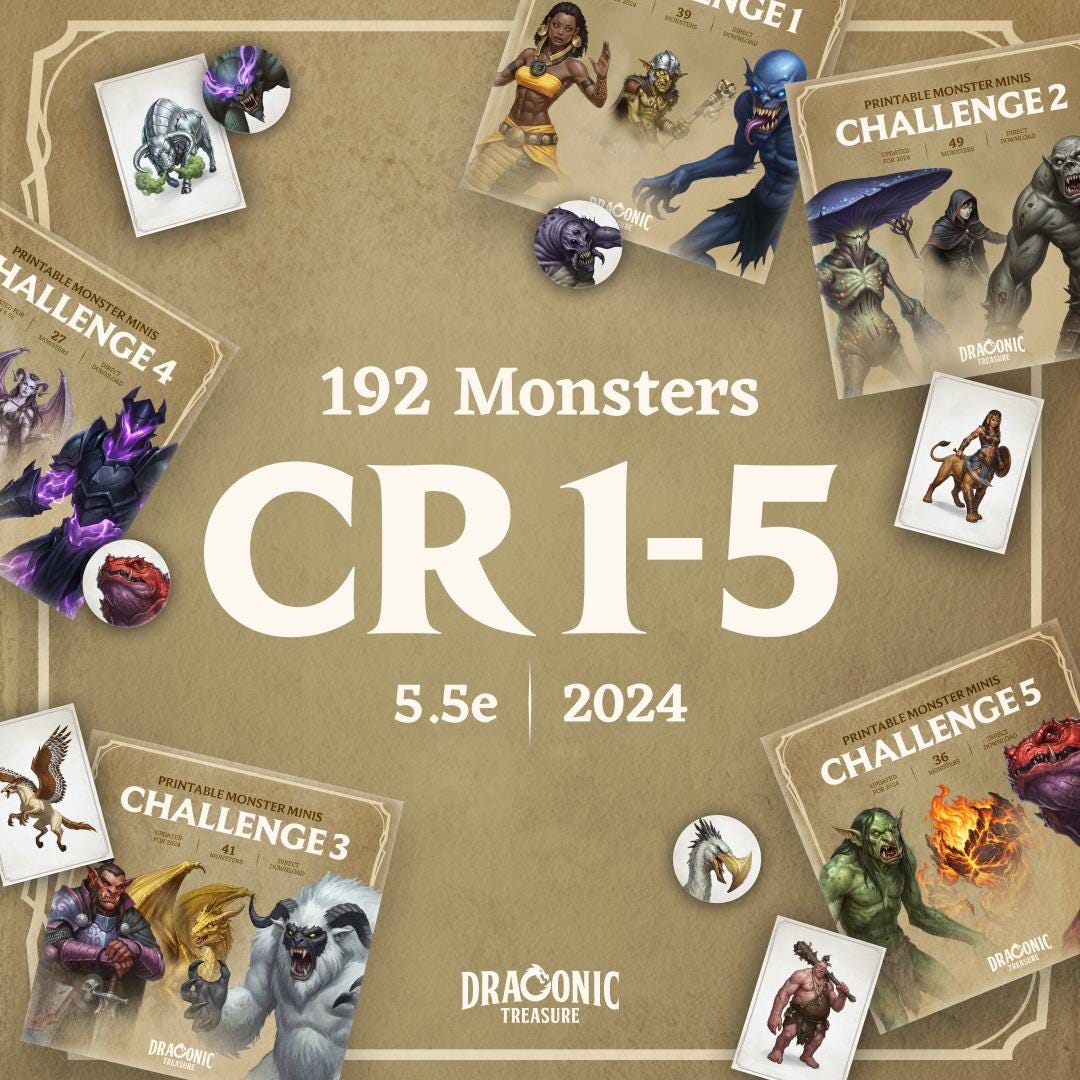 D&D Monster Cards, Challenge 1 to 5, Mega Collection, 2024 Monster ...