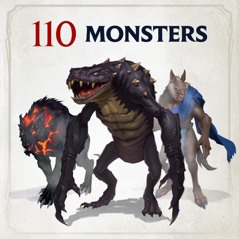 D&D Monster Cards, Curse of Strahd, Monster Art, Tokens, Foldable Minis ...