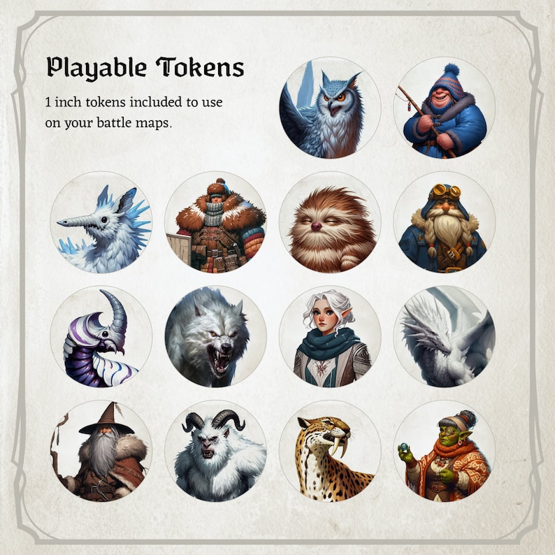 D&D Homebrew Monster Cards, Winter Themed, NPC, Maps, Tokens, Adventure ...