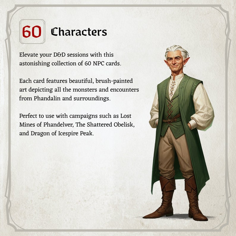 D&D Phandalin NPC Cards, Lmop, Doip, Pabtso, Tokens, Foldable Board ...