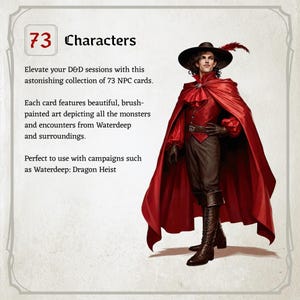 D&D Waterdeep NPC Cards, WDH, Tokens, Foldable Board Cards, Custom Made ...