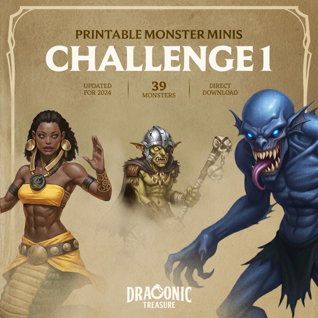 D&D Monster Cards, Challenge 1, 2024 Monster Manual, 5.5e, Tokens ...