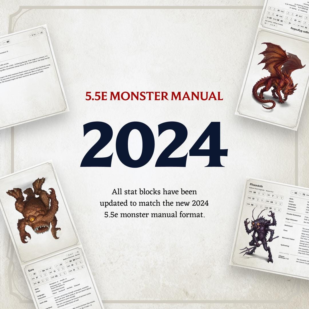 D&D Monster Cards, Challenge 1 to 5, Mega Collection, 2024 Monster ...