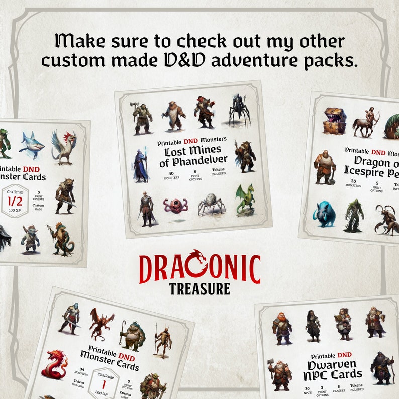 D&D Phandalin NPC Cards, Lmop, Doip, Pabtso, Tokens, Foldable Board ...