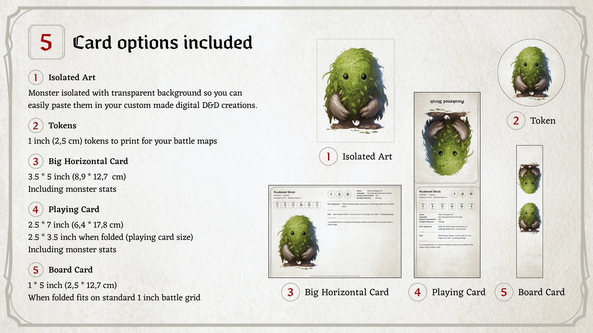 D&D Monster Cards, Challenge 0, Tokens, Foldable Board Cards, Custom Made, High-quality Cards ...