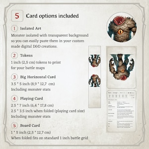 D&D Monster Cards, Challenge 1 to 5, Mega Collection, Tokens, Foldable ...