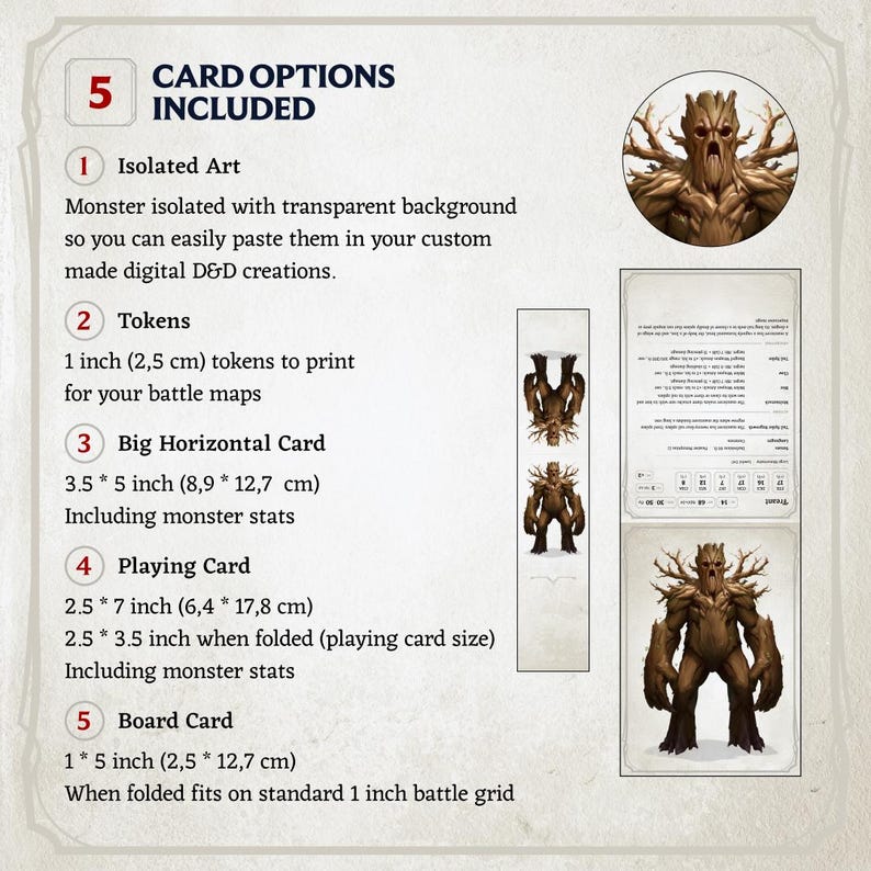 D&D Monster Cards, Curse of Strahd, Monster Art, Tokens, Foldable Minis ...