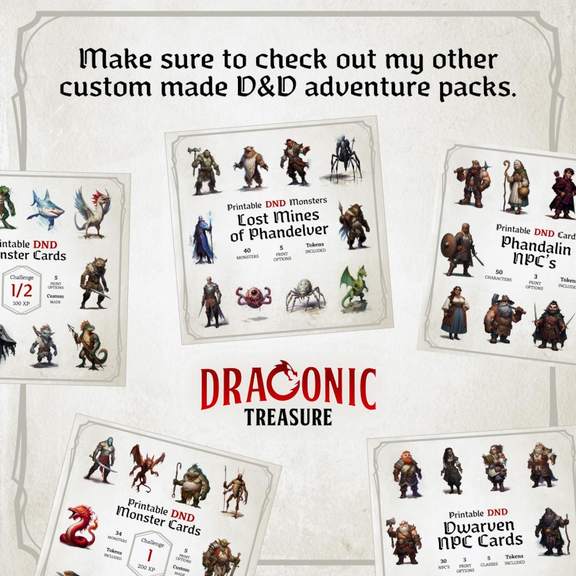 D&D Waterdeep NPC Cards, WDH, Tokens, Foldable Board Cards, Custom Made ...