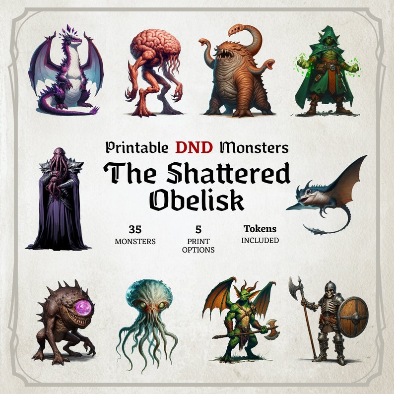 D&D Monster Cards, the Shattered Obelisk, Tokens, Foldable Board Cards, Custom Made, High ...
