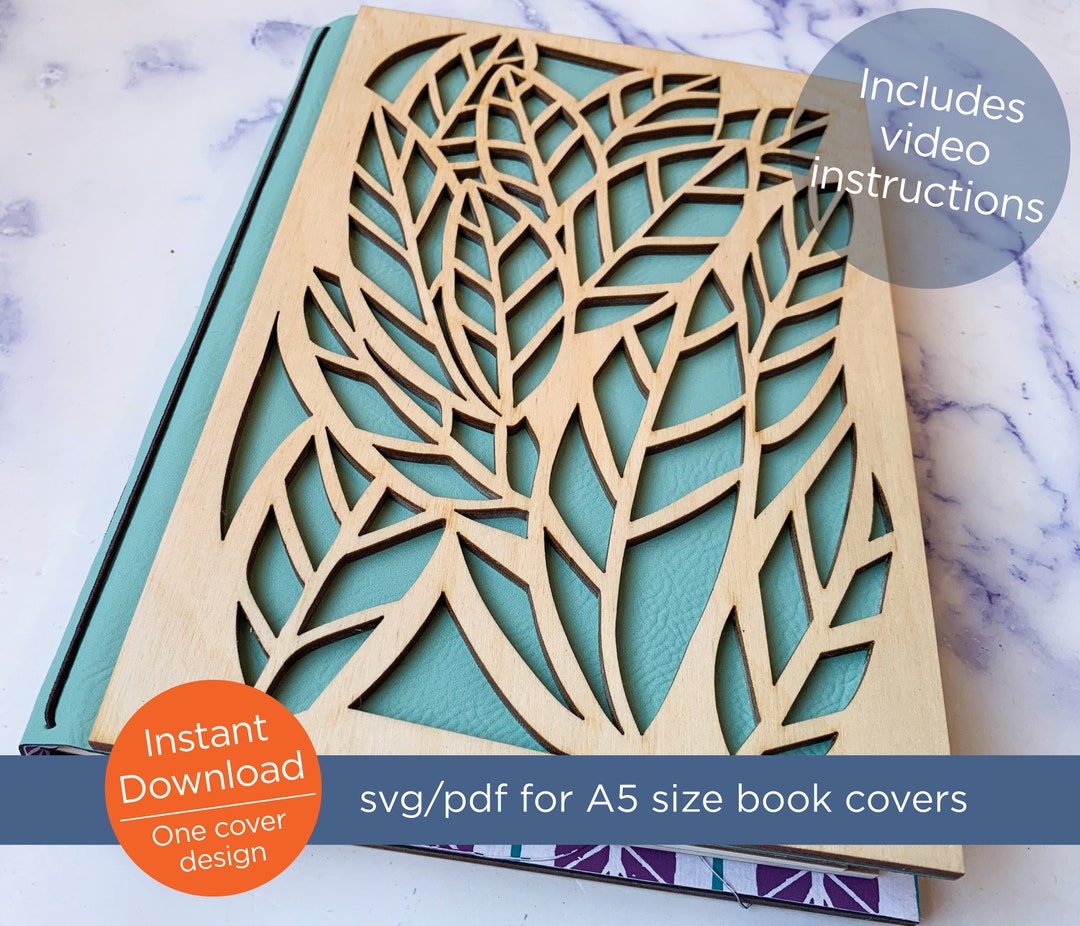 Abstract Leaf Design Book Covers, SVG/PDF File for Laser, Personalized ...